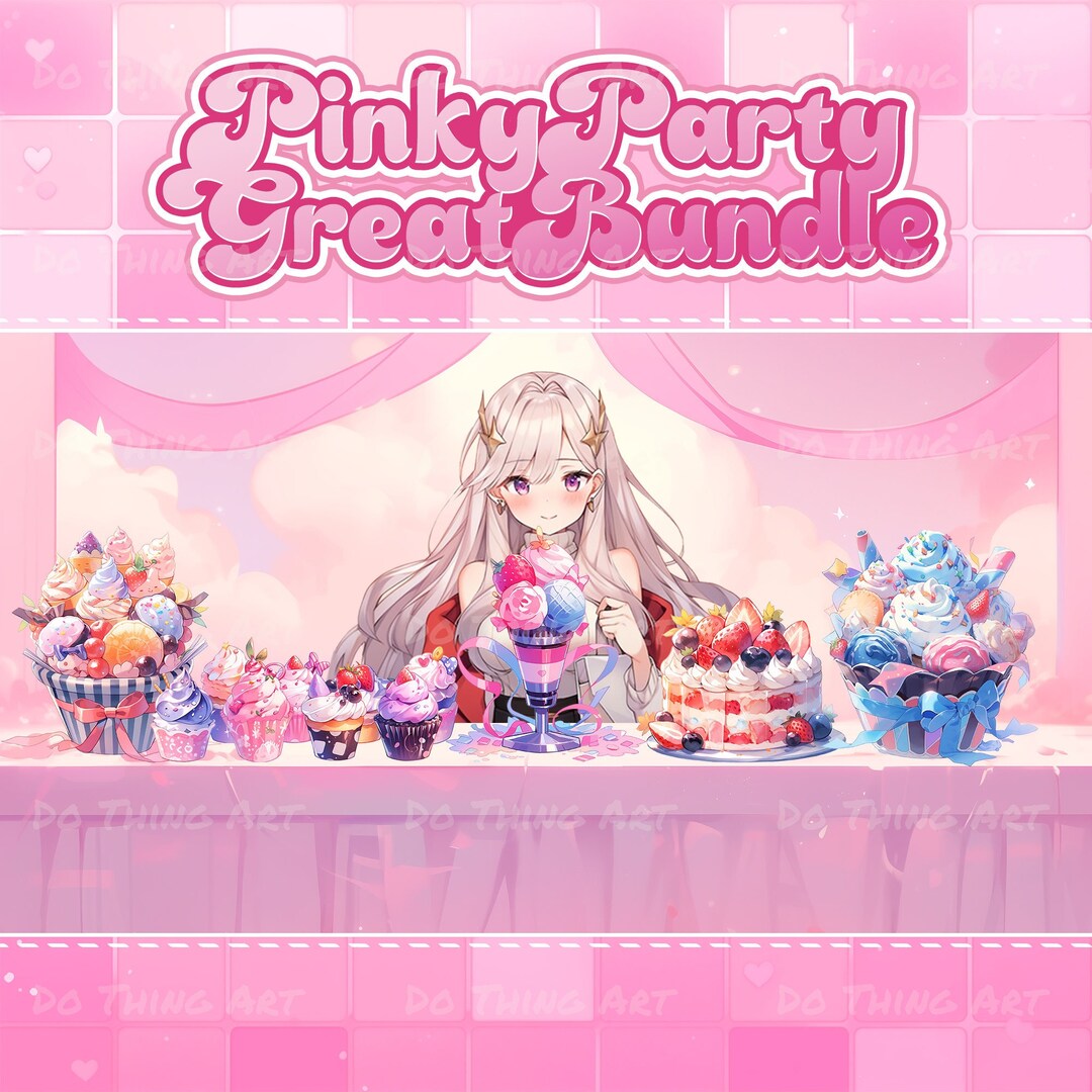 Vtuber Assets Pinky Party Bundle Twitch Stream Screens Animated Screens ...