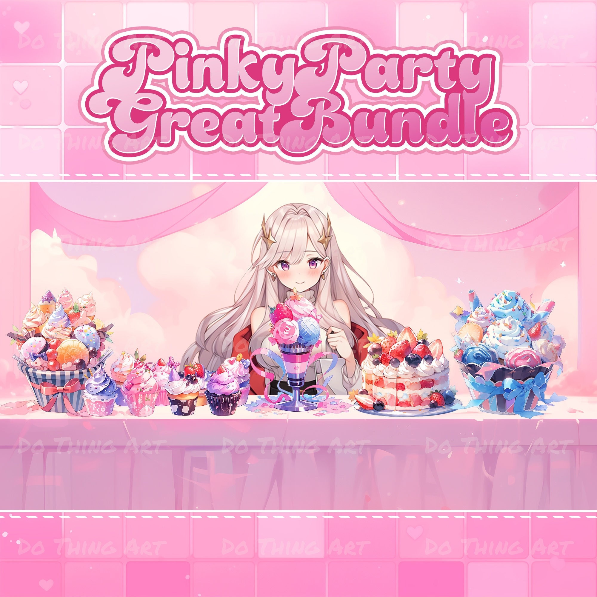 Vtuber Assets - Pinky Party Bundle | Twitch Stream Screens | Animated ...
