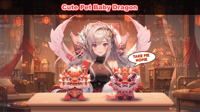 Vtuber Asset Baby Dragon Decoration Chinese New Year Theme Twitch ...