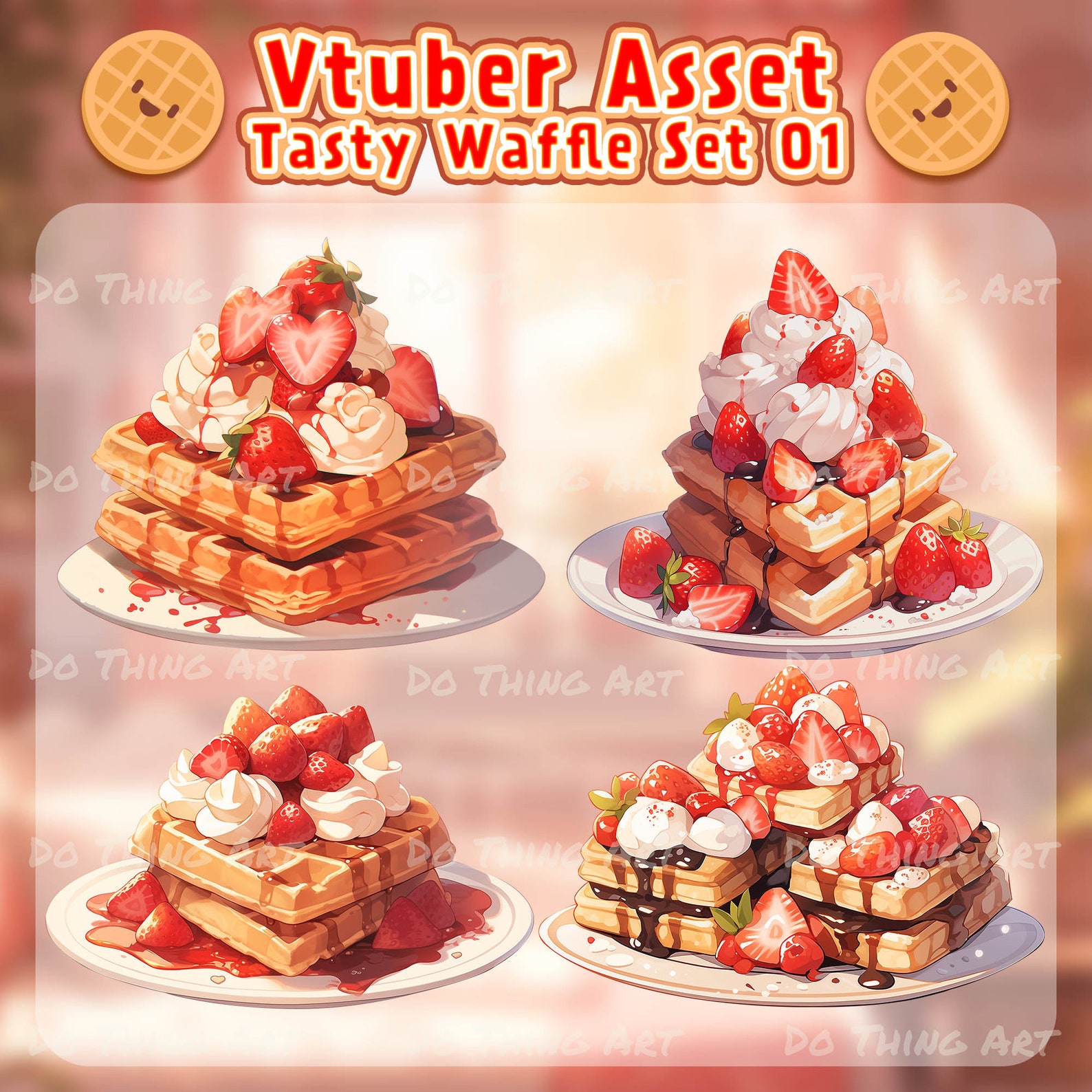 Vtuber Assets - Tasty Creamy Waffle Fruit | Pngtuber | Transparent ...