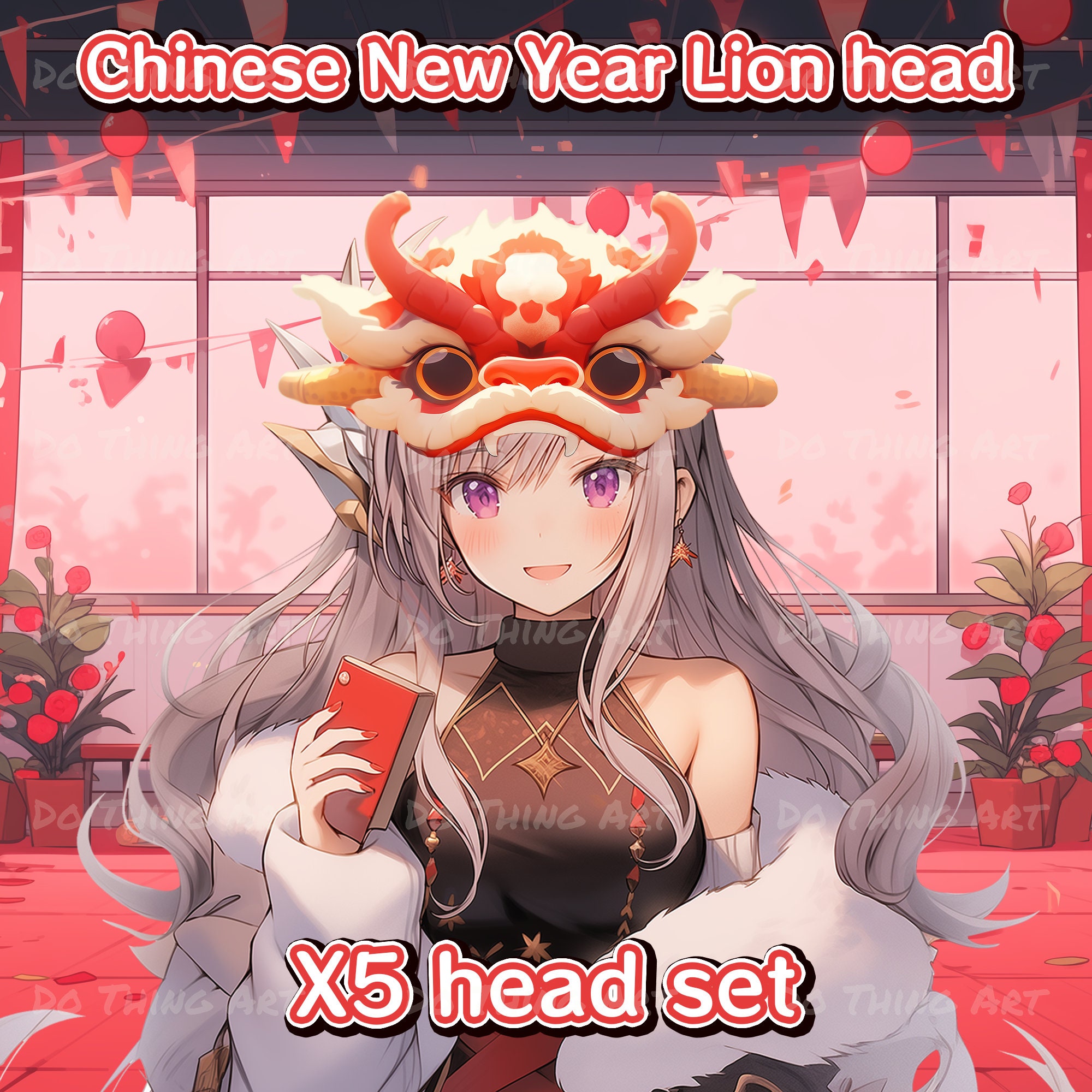 Vtuber Head Asset Kawaii Lion Style | Kawaii Newyear Decoration ...