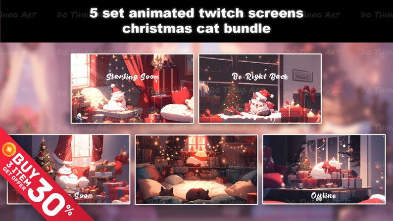 5 Set Animated Background Bundle Christmas Edition Twitch Stream ...