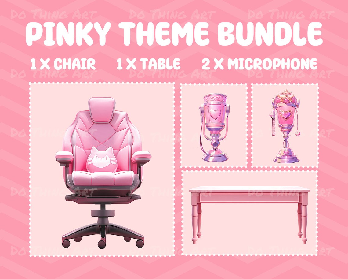 Pinky Theme Party Decoration Bundle Vtuberassets Twitch Overlay ...