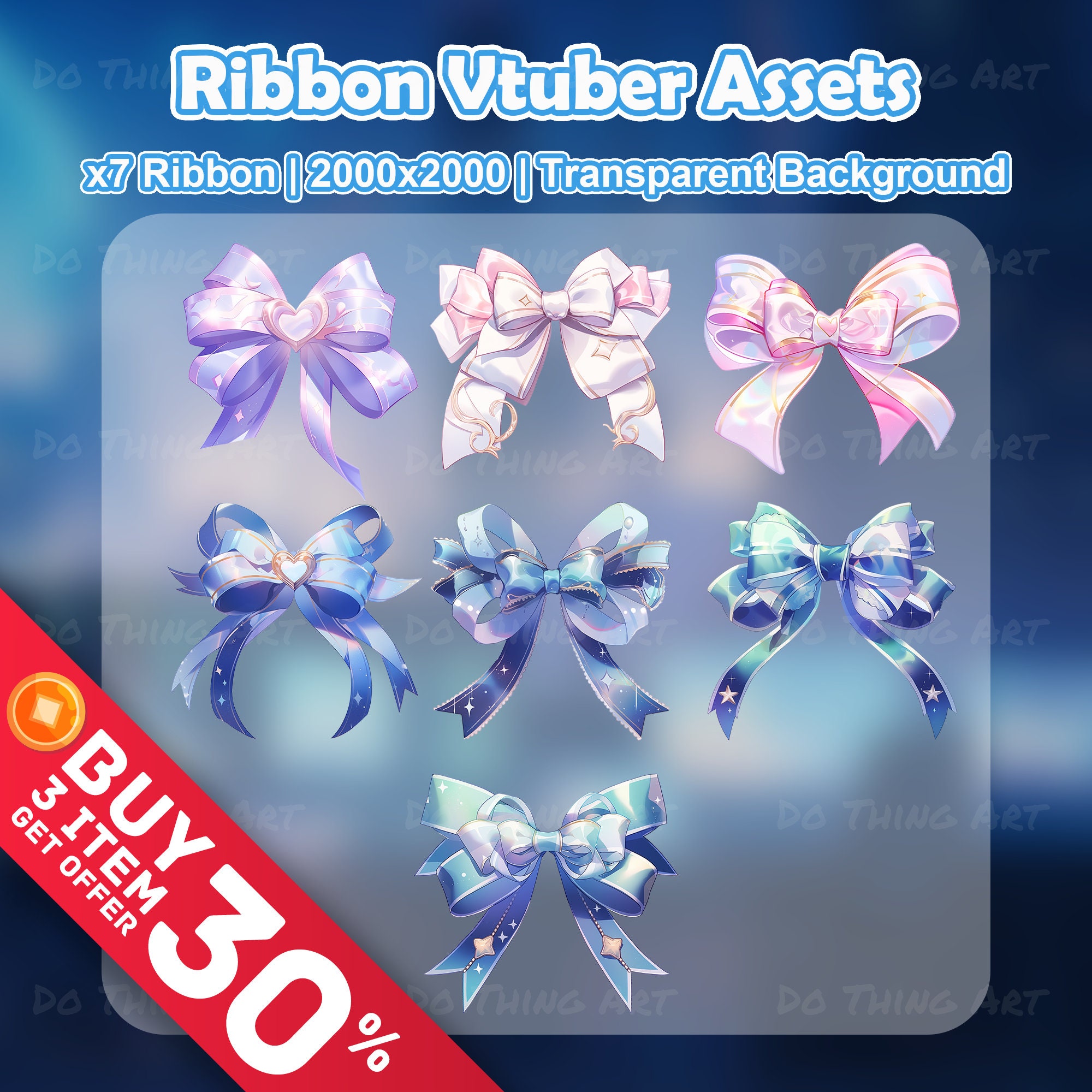 Vtuber Hair Asset Ribbon Colourful Ribbon Bundle Ribbon PNG Livestream ...