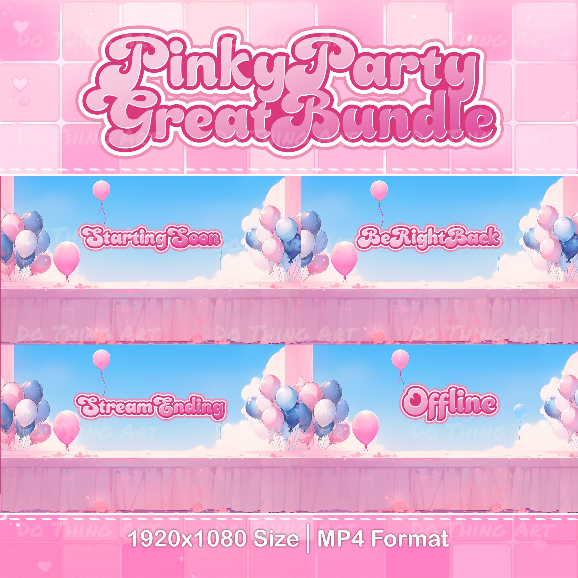 Vtuber Assets Pinky Party Bundle Twitch Stream Screens Animated Screens ...