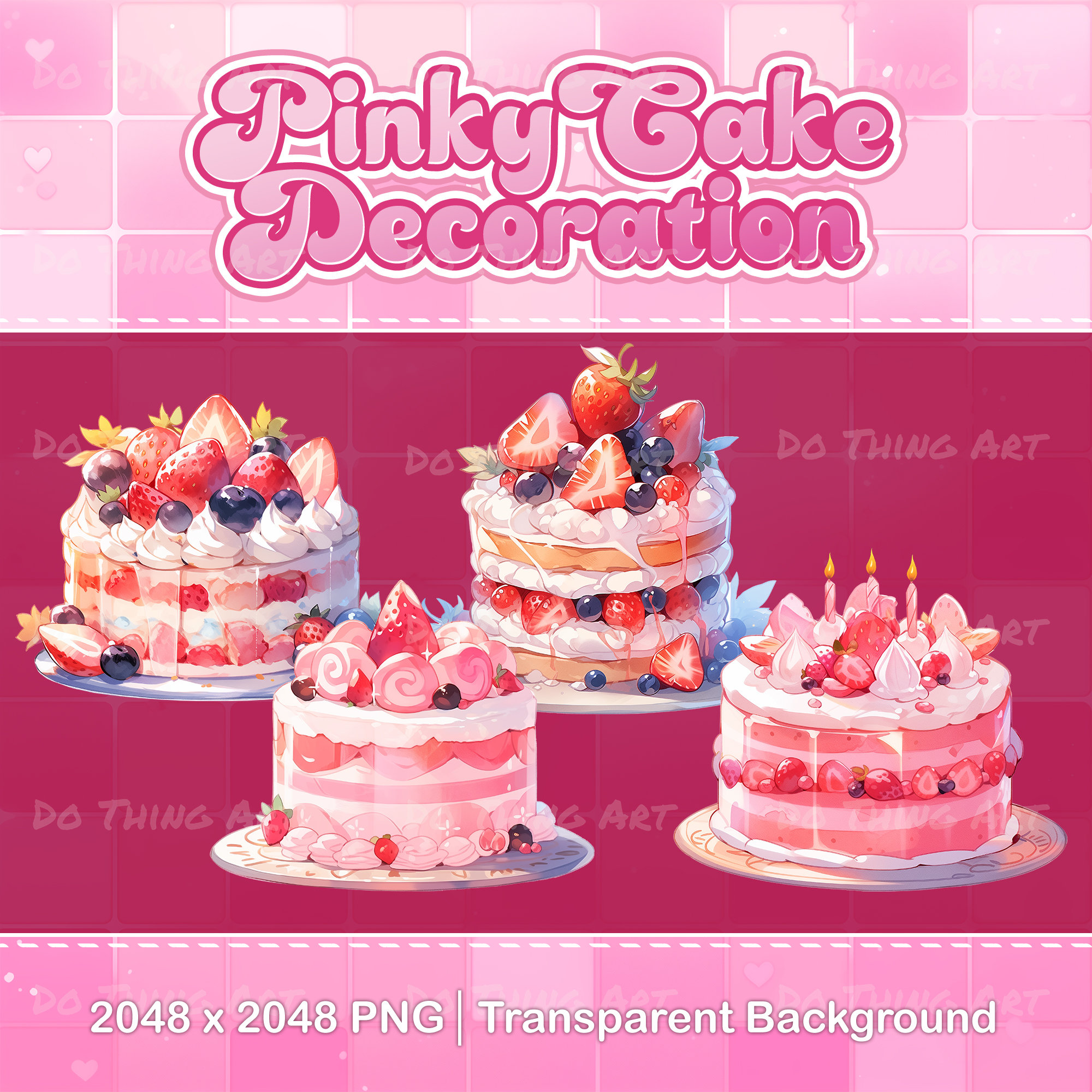 Vtuber Assets | Animated Kawaii Pinky Cake | Animated Birthday ...