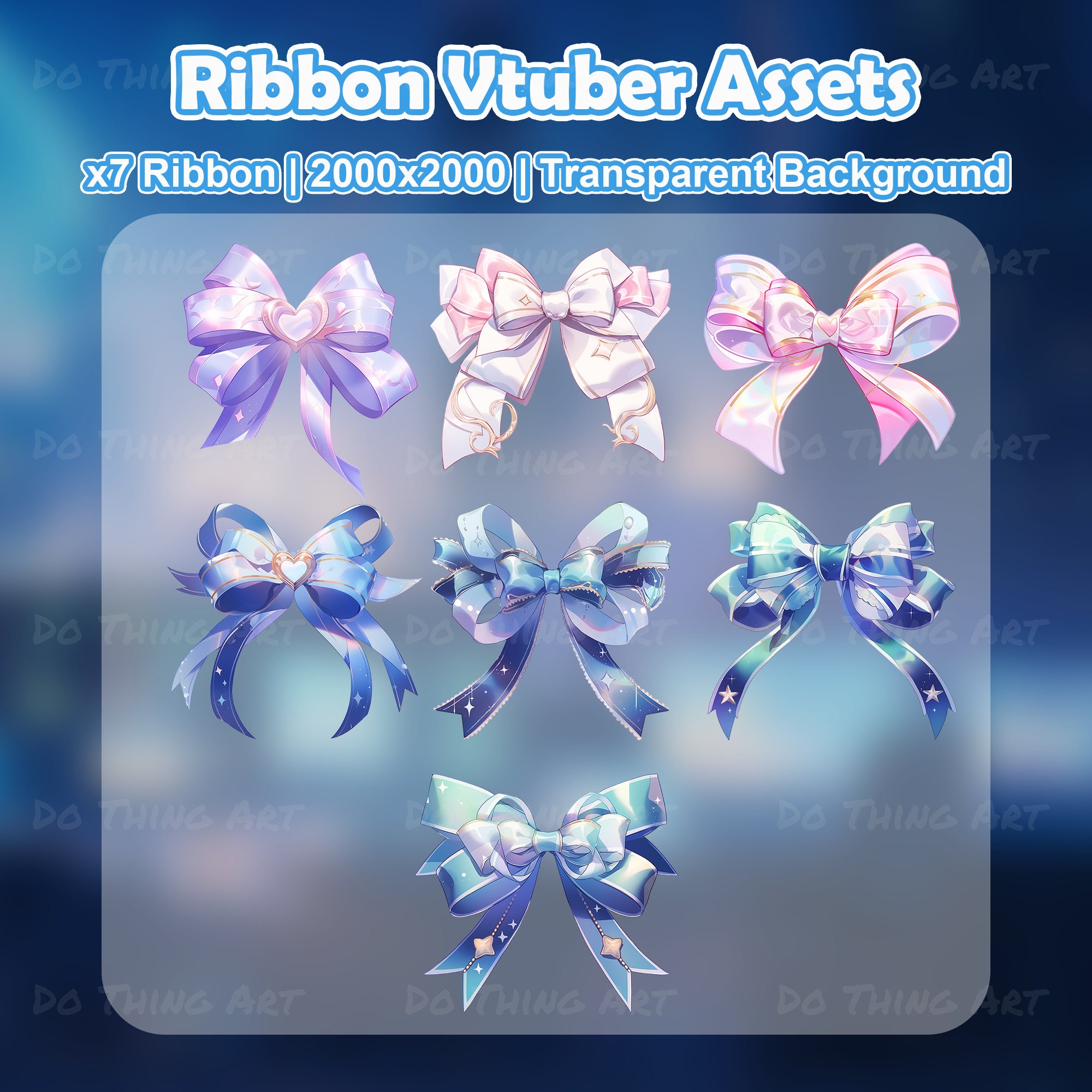 Vtuber Hair Asset Ribbon Colourful Ribbon Bundle Ribbon PNG Livestream ...