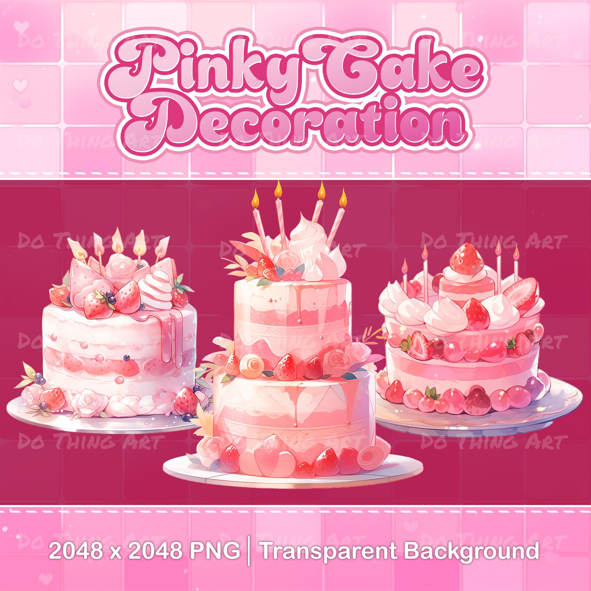 Vtuber Assets | Animated Kawaii Pinky Cake | Animated Birthday ...