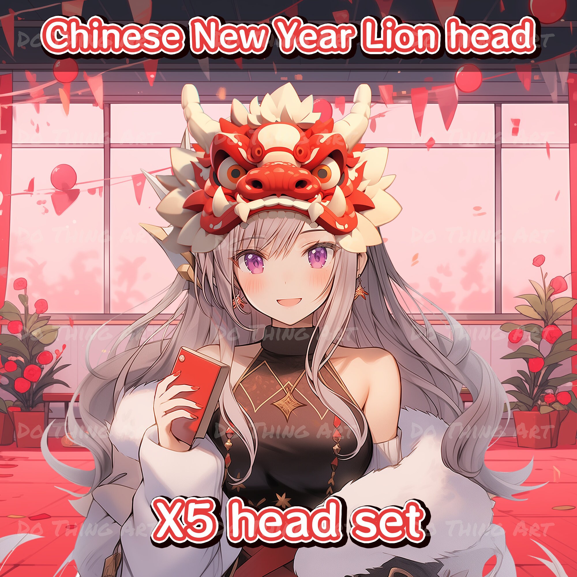 Vtuber Head Asset Kawaii Lion Style | Kawaii Newyear Decoration ...