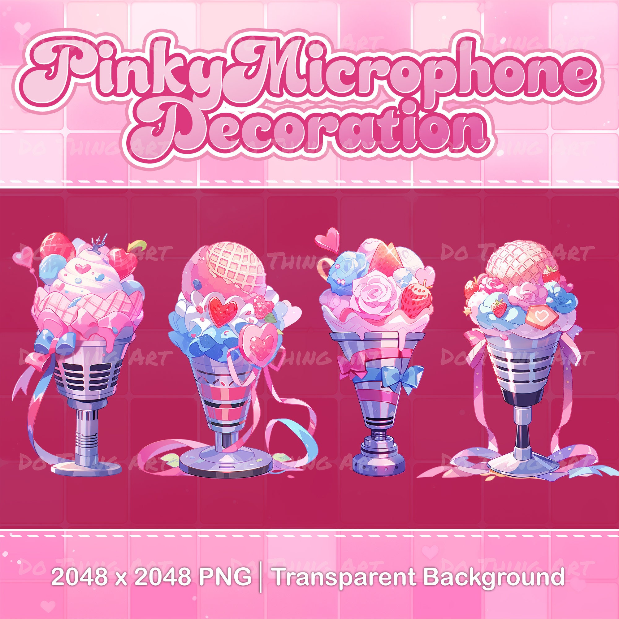 Vtuber Asset | Pinky Microphones | Twitch Decoration | Party Deco ...
