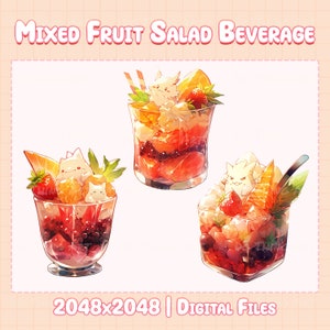 Vtuber Assets Mixed Fruit Beverage Set Party Beverage Collection Summer ...