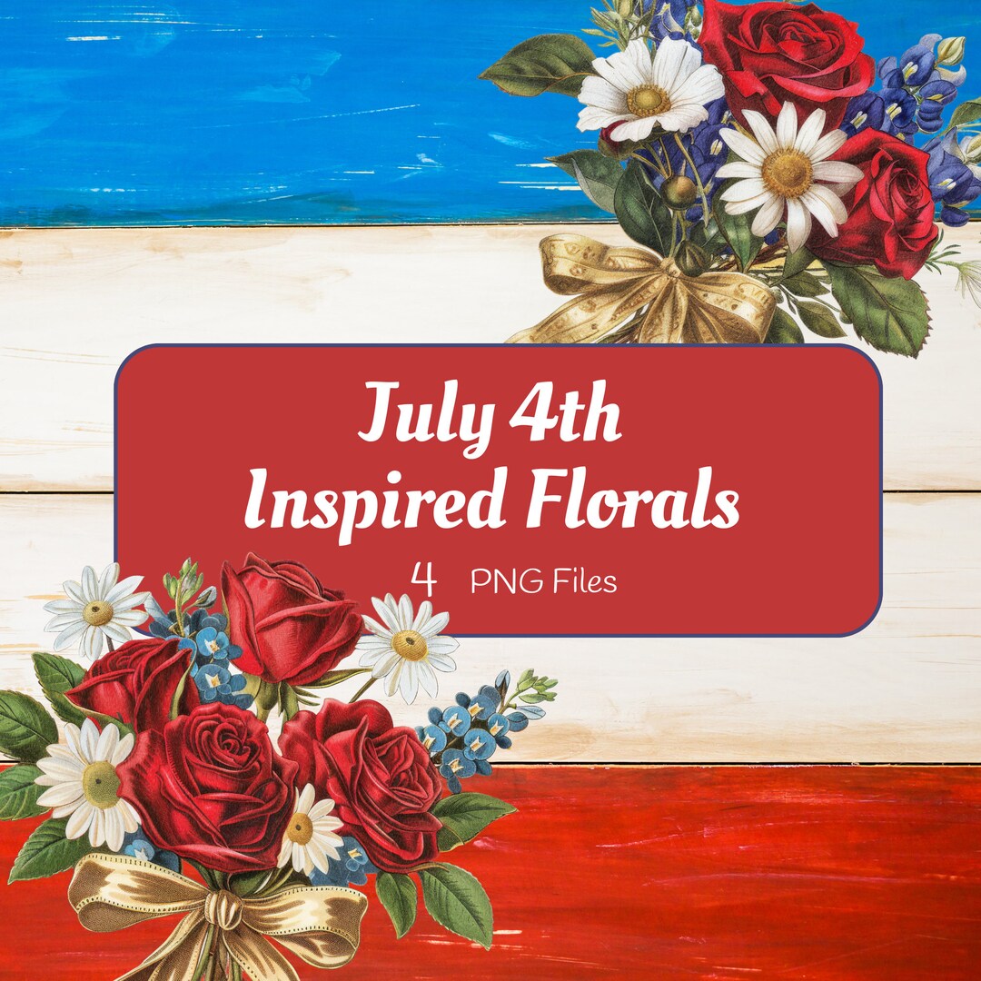 4th of July Floral Clipart, Fourth of July Inspired Clipart,memorial ...