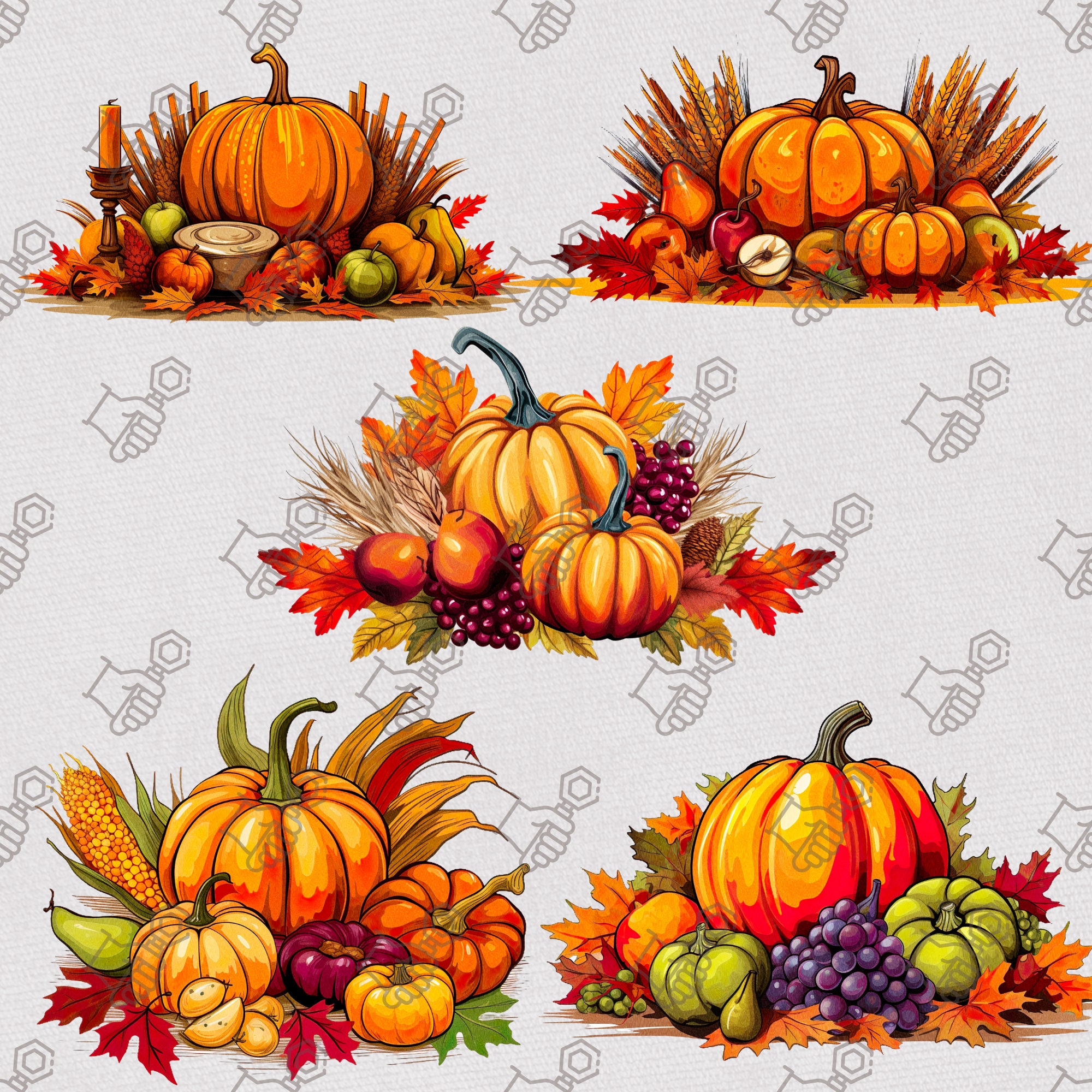 Thanksgiving Clipart | Harvest Clipart | Commercial Use | Watercolor ...