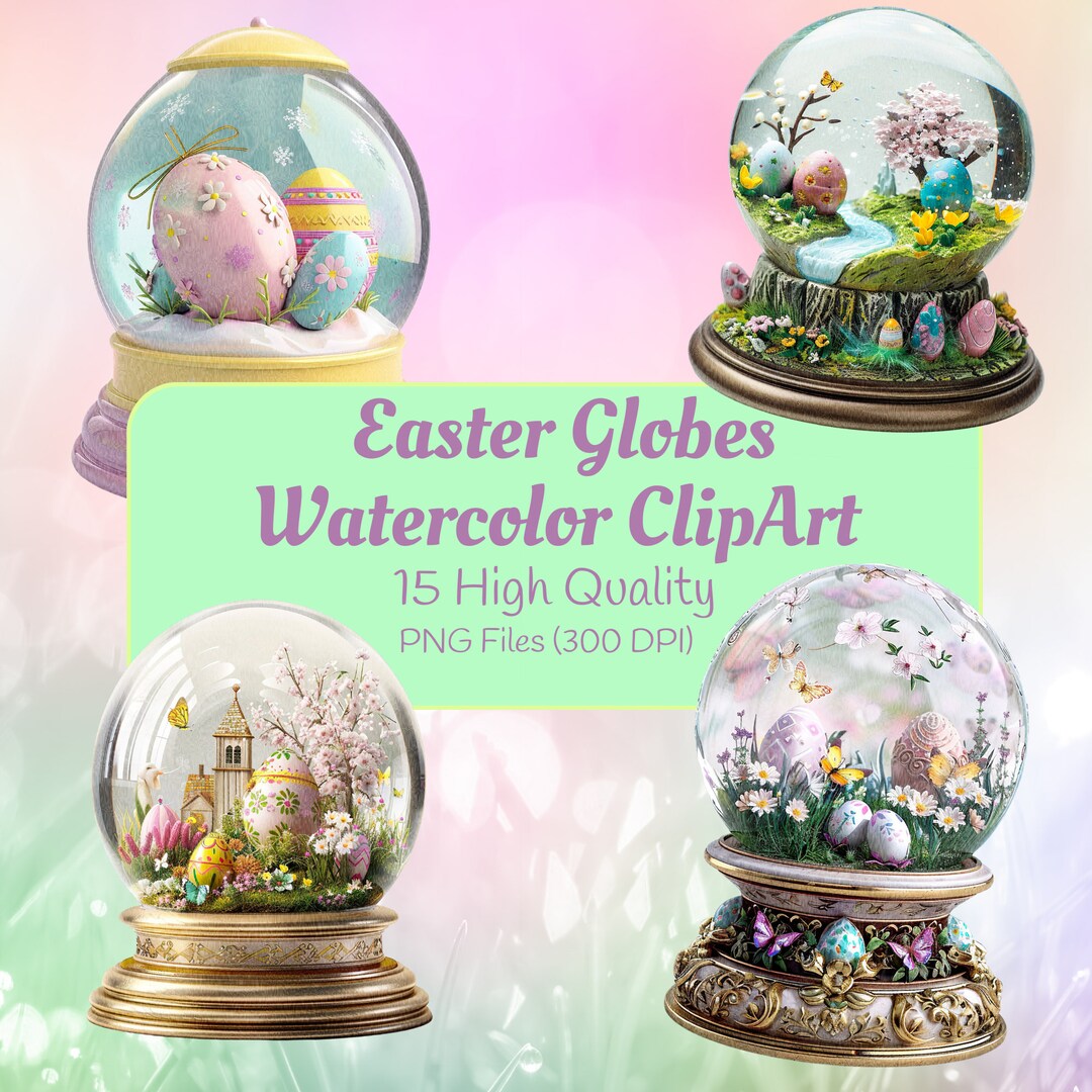 Easter Globes Watercolor Clipart | Easter Globes PNG | Easter Clipart ...
