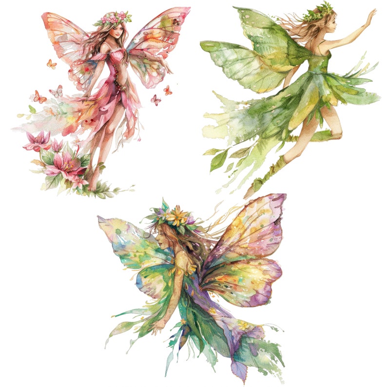 Watercolor Spring Fairy, Spring Clipart, Commercial Use, Fairy Tale ...