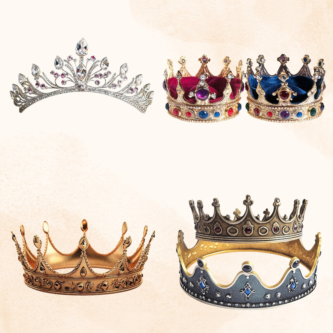Crowns and Tiaras Clipart | Princess Crown PNG | Royal Crown Clipart ...