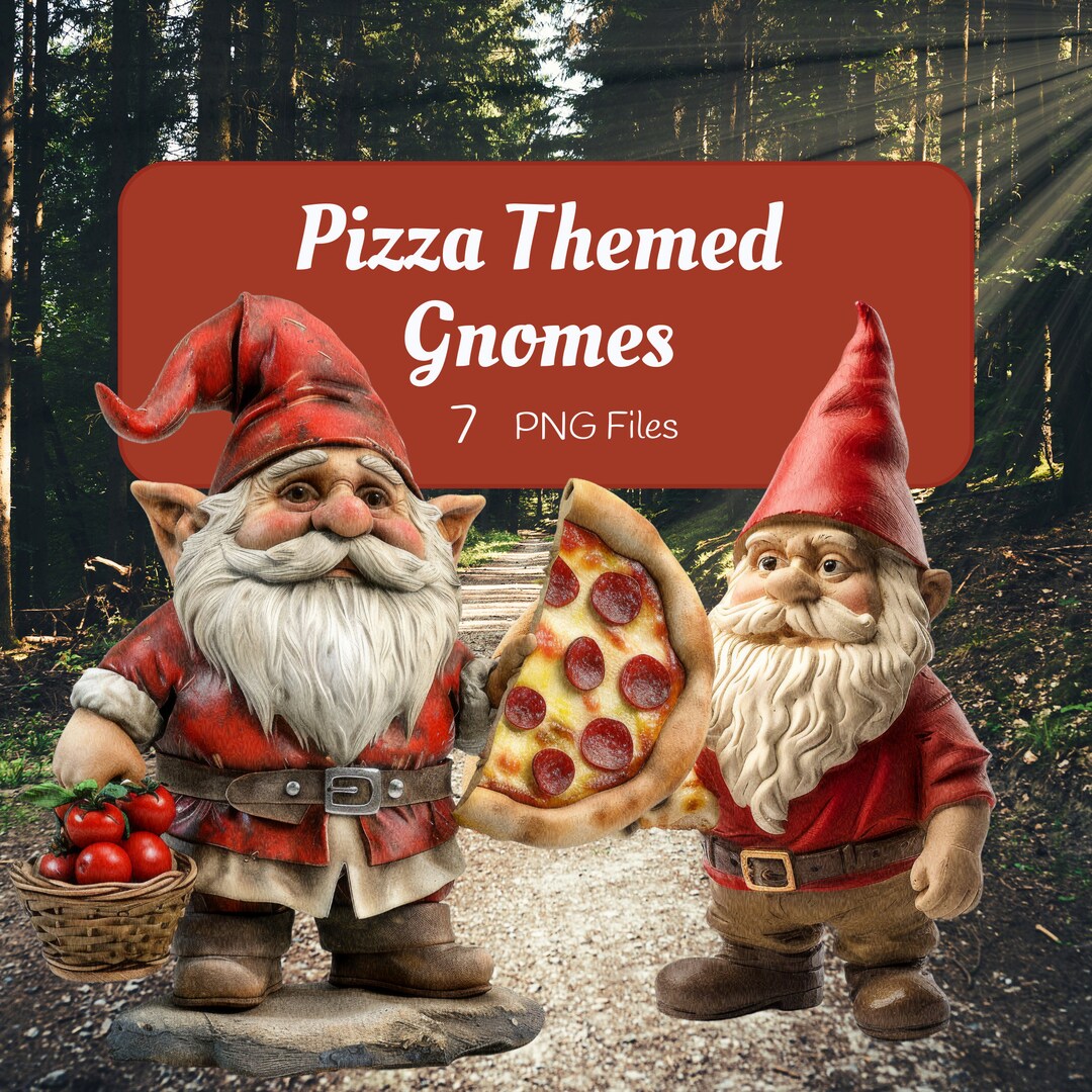 Pizza Gnome Clipart | Gnome PNG | Commercial Use | Personal Use | Pizza ...