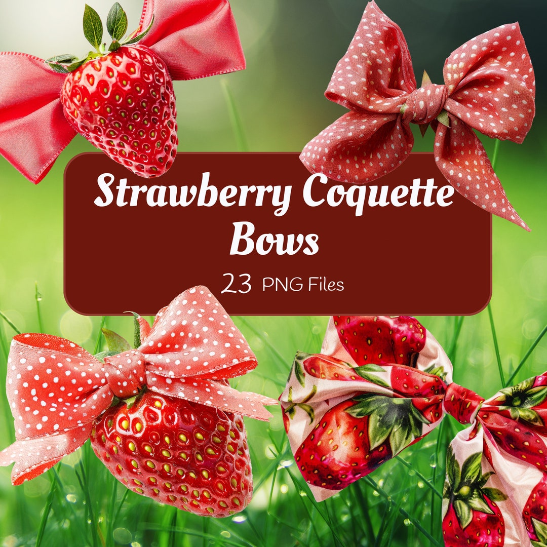 Strawberry Coquette Png, Coquette Bow Clipart, Commercial Use - Etsy