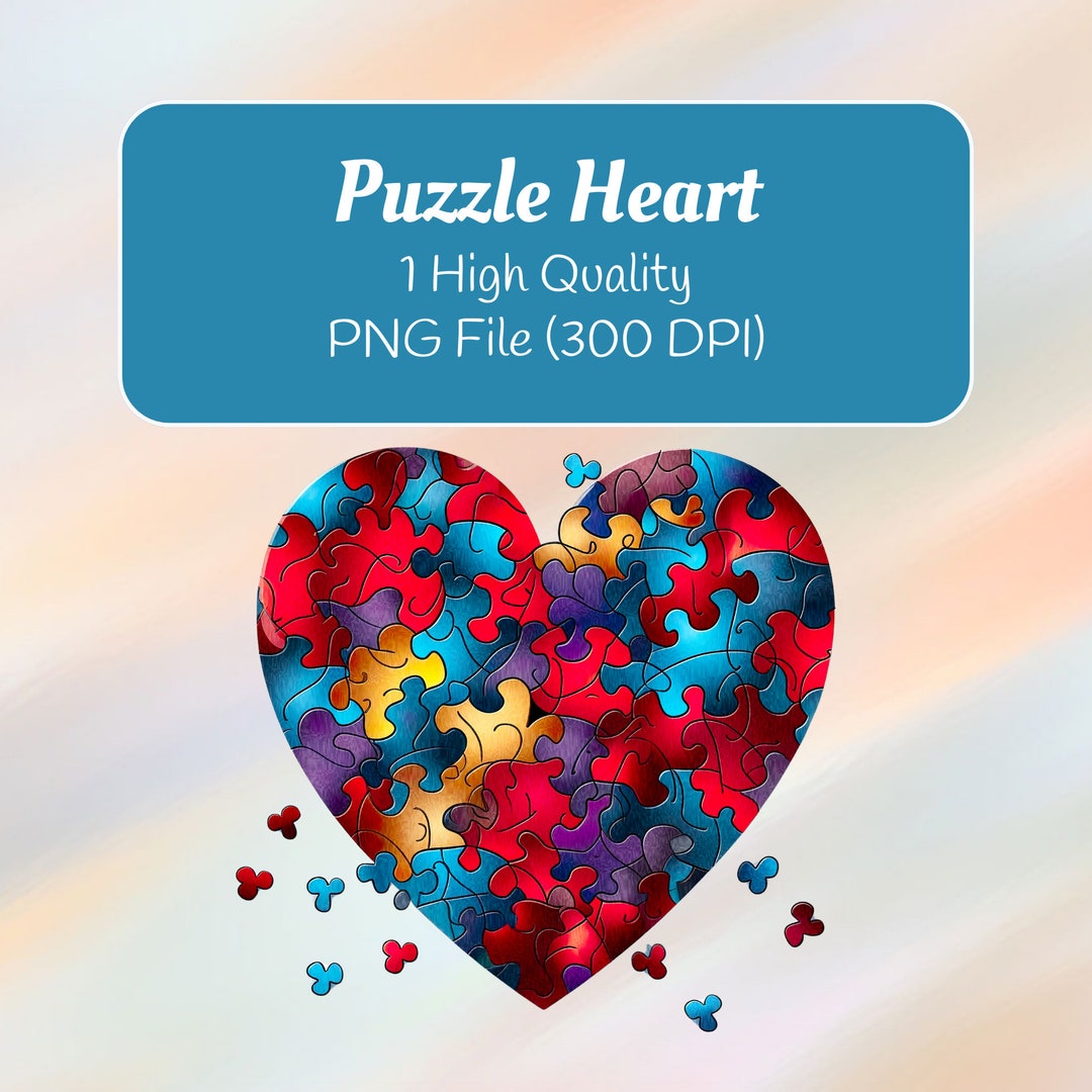 Watercolor Heart Puzzle PNG | Instant Download | Digital Download ...
