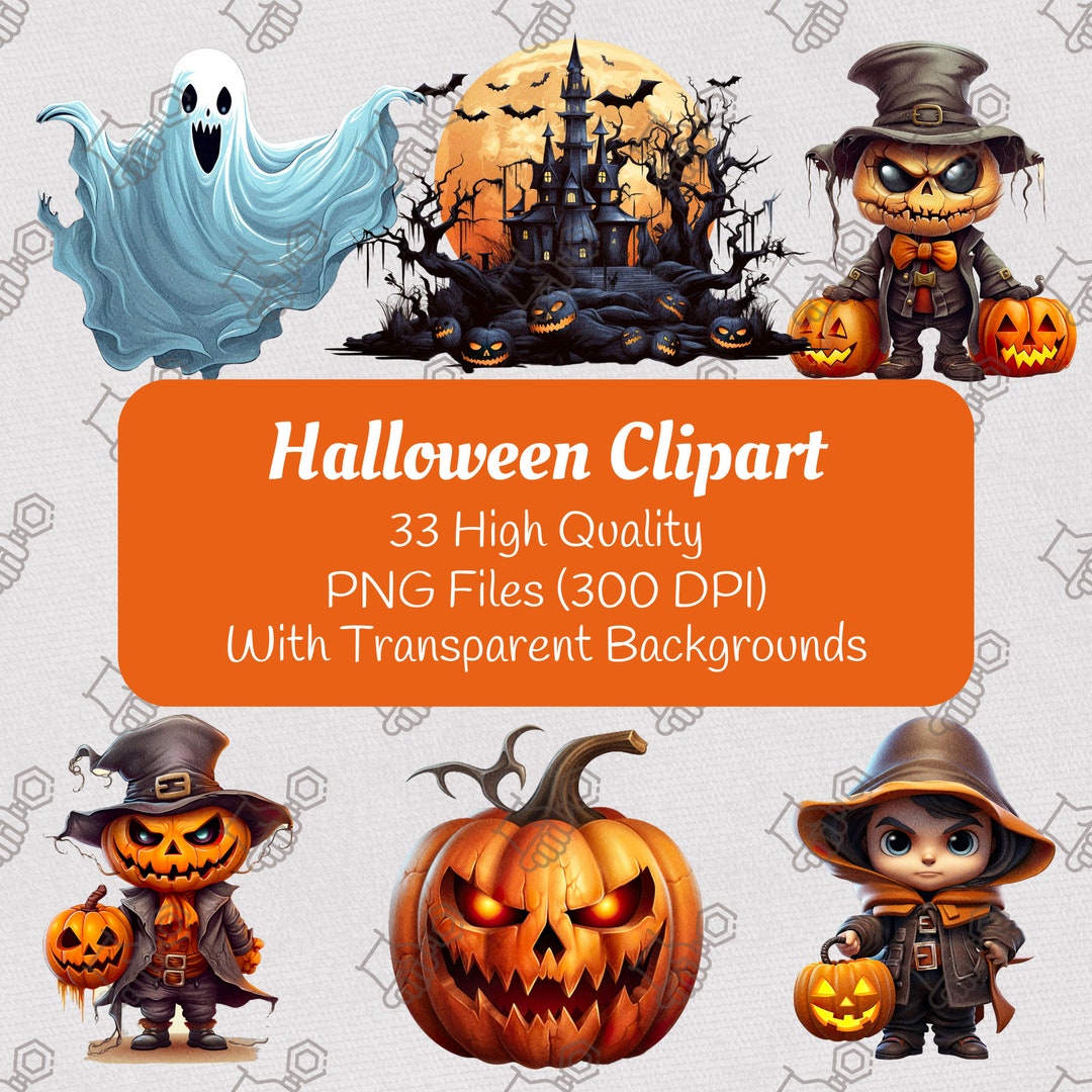 Halloween Clip Art Pack, Spooky Clipart Bundle, October PNG, Personal ...