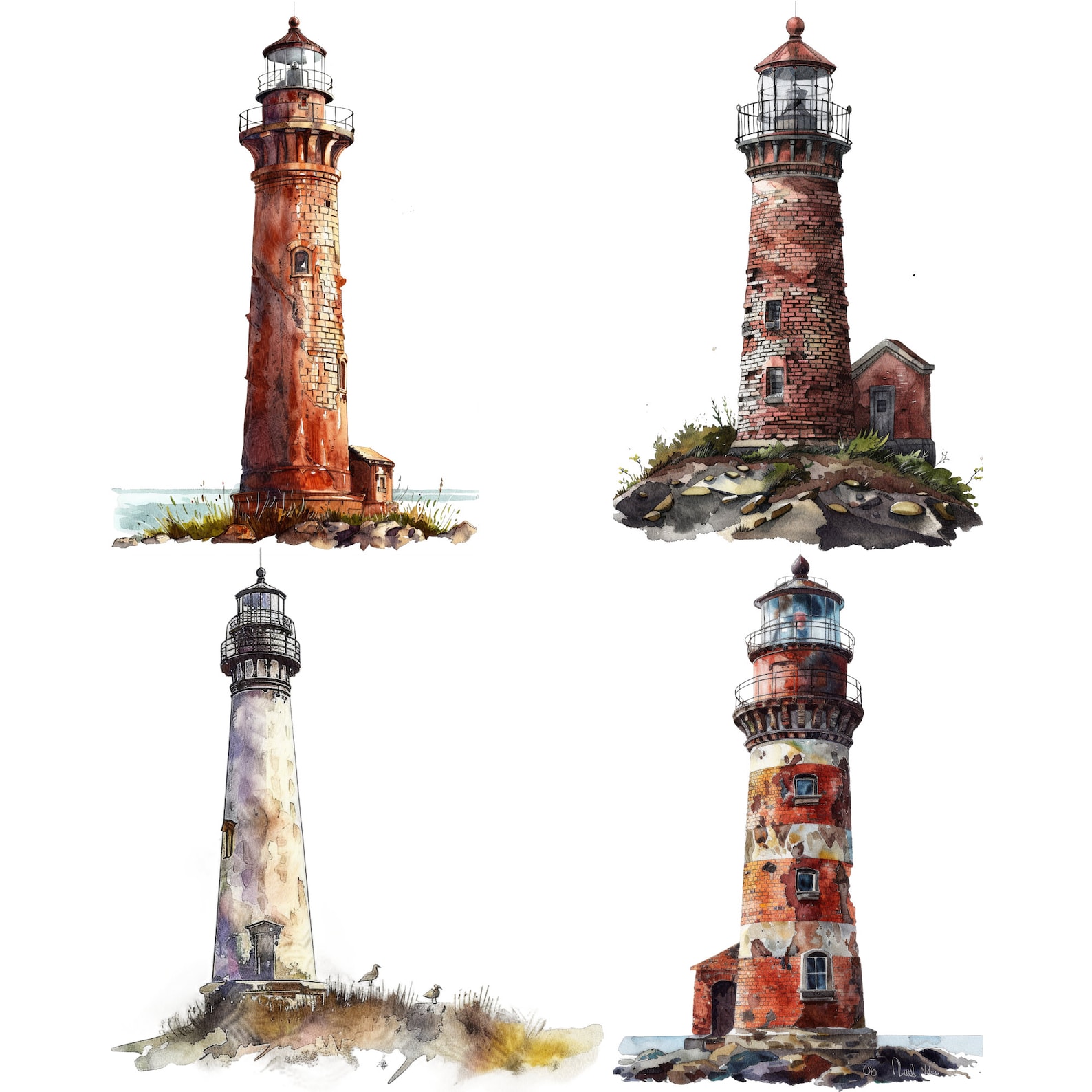 Lighthouse Clipart, Watercolor Clipart, Lighthouse Png, Instant ...