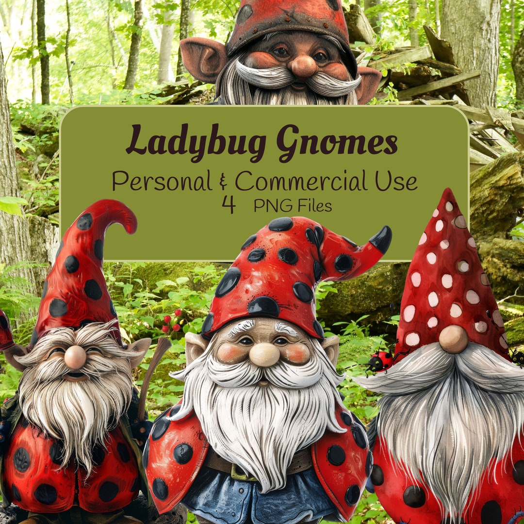 Ladybug Gnome Clipart Bundle | Ladybug Gnome Png Bundle | Cute Gnomes ...