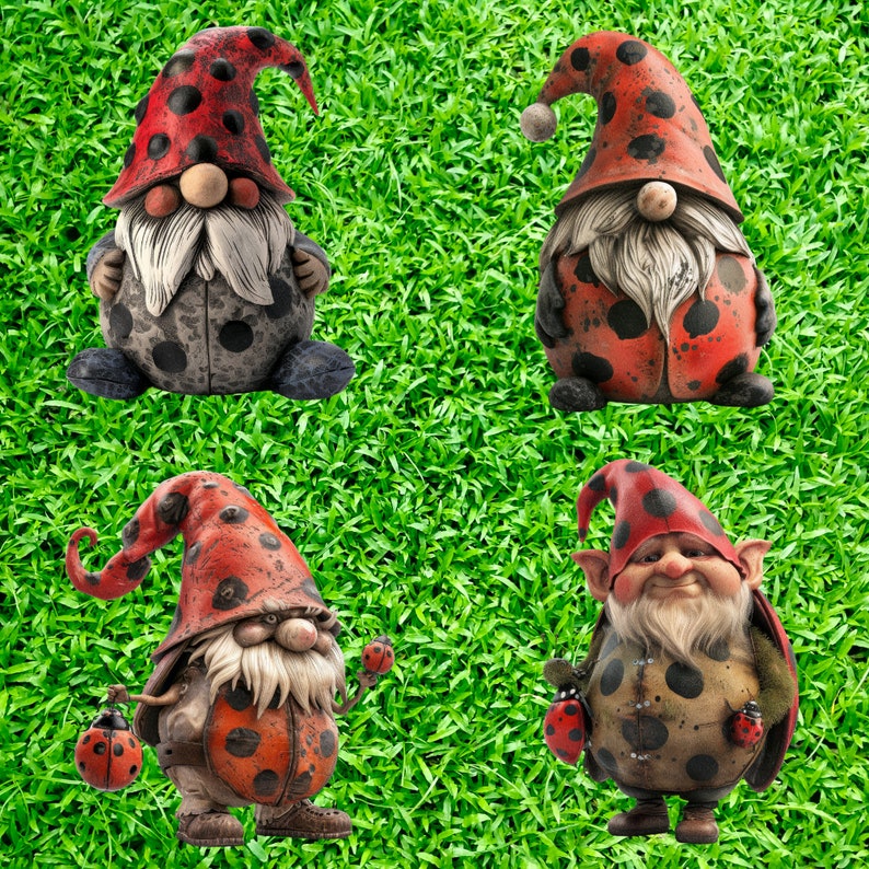 Ladybug Gnome Clipart Bundle | Ladybug Gnome Png Bundle | Cute Gnomes ...