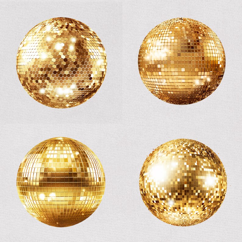 Disco Ball Clipart | Gold Disco Ball PNG| Multicolored Disco Ball ...
