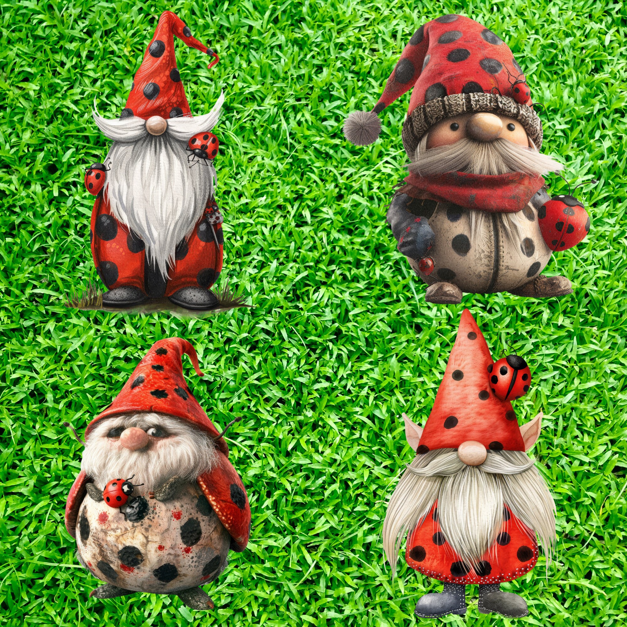 Ladybug Gnome Clipart Bundle | Ladybug Gnome Png Bundle | Cute Gnomes ...