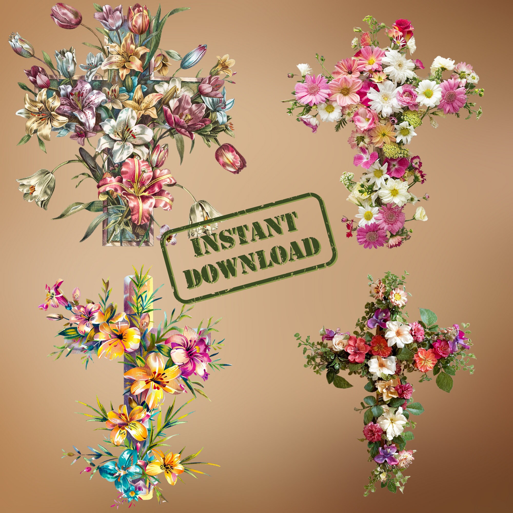 Watercolor Crosses Clipart | Floral Cross PNG | Floral Cross Clipart ...