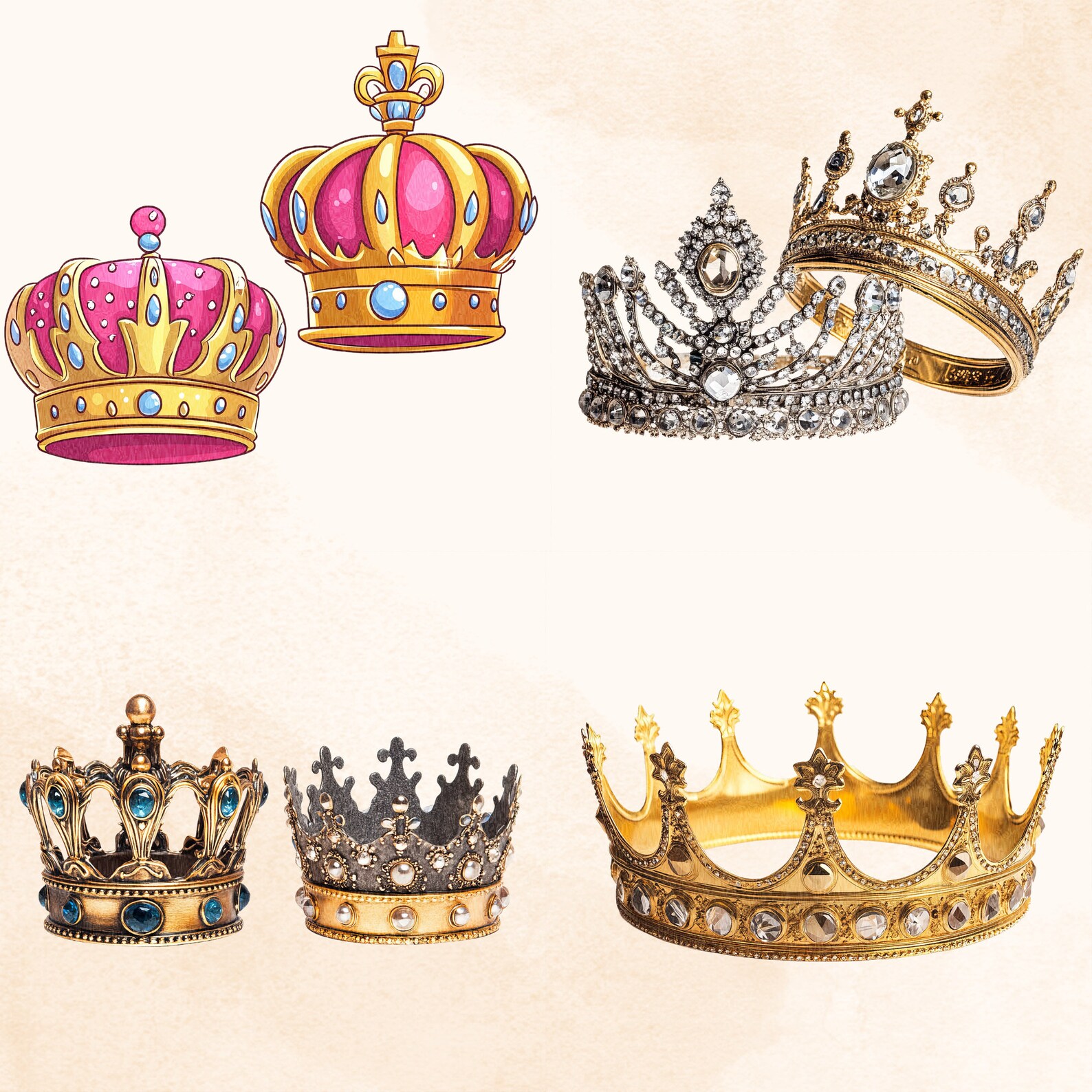 Crowns and Tiaras Clipart | Princess Crown PNG | Royal Crown Clipart ...