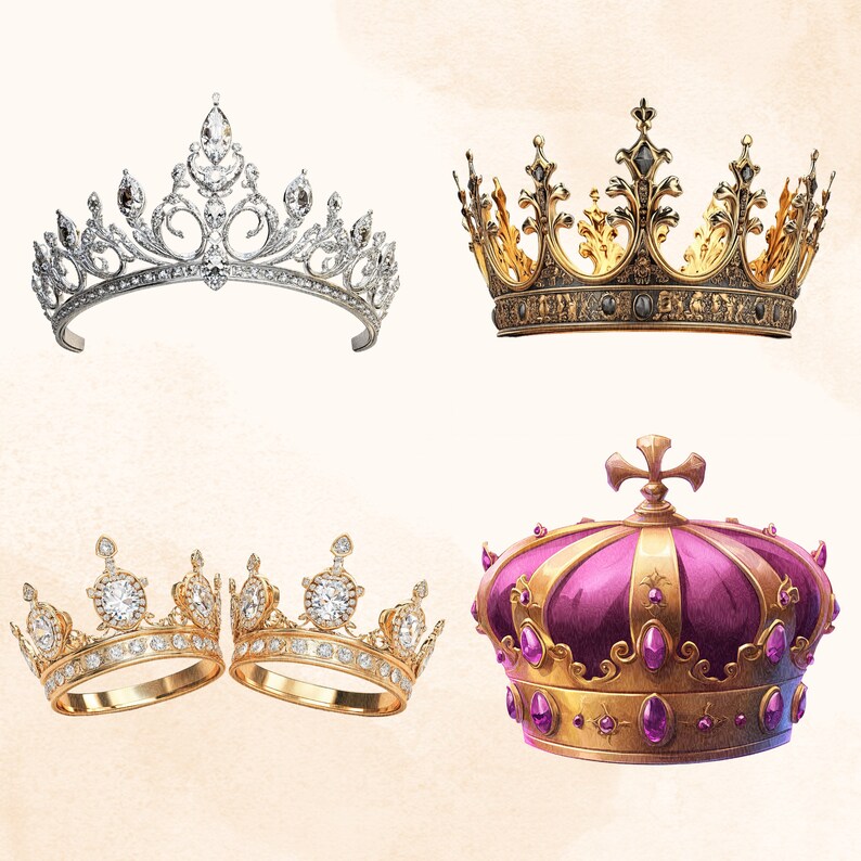 Crowns and Tiaras Clipart | Princess Crown PNG | Royal Crown Clipart ...