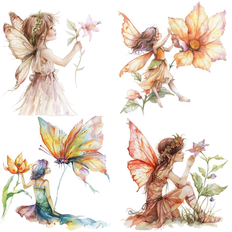 Watercolor Spring Fairy, Spring Clipart, Commercial Use, Fairy Tale ...