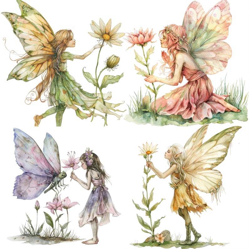 Watercolor Spring Fairy, Spring Clipart, Commercial Use, Fairy Tale ...