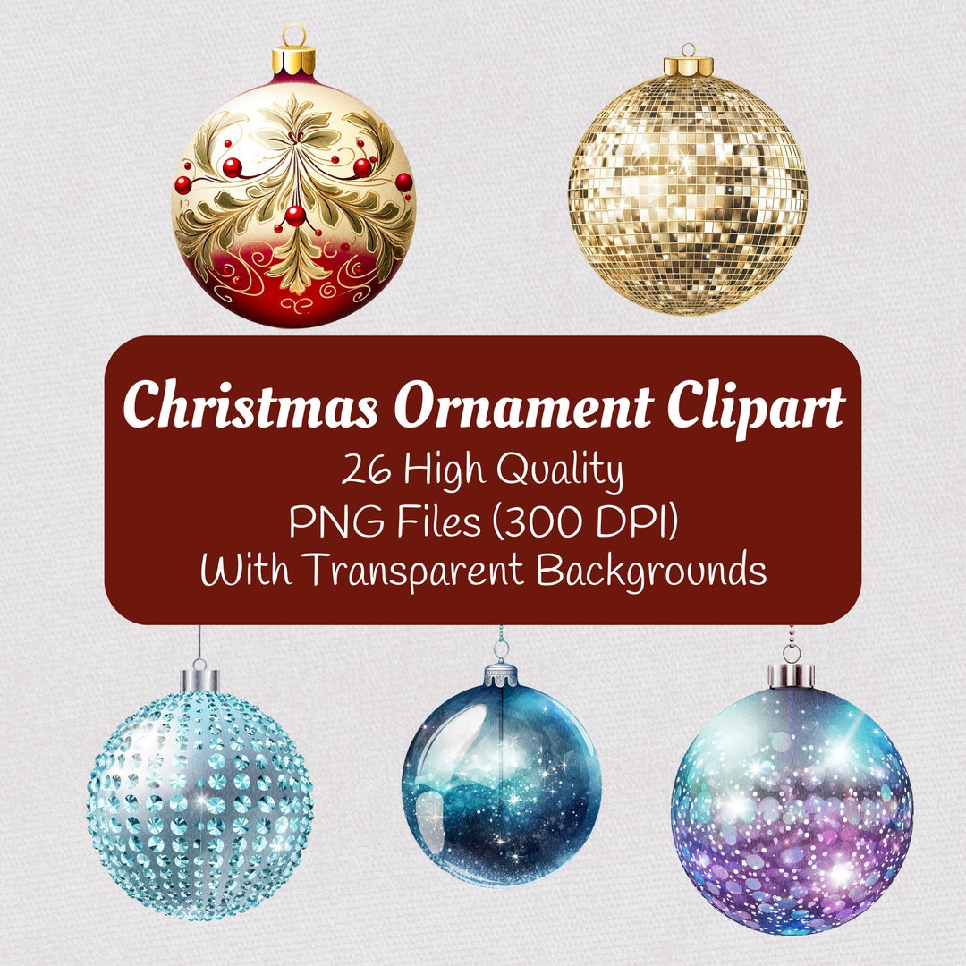Christmas Ornament Clipart | Watercolor Christmas Clipart | Christmas ...