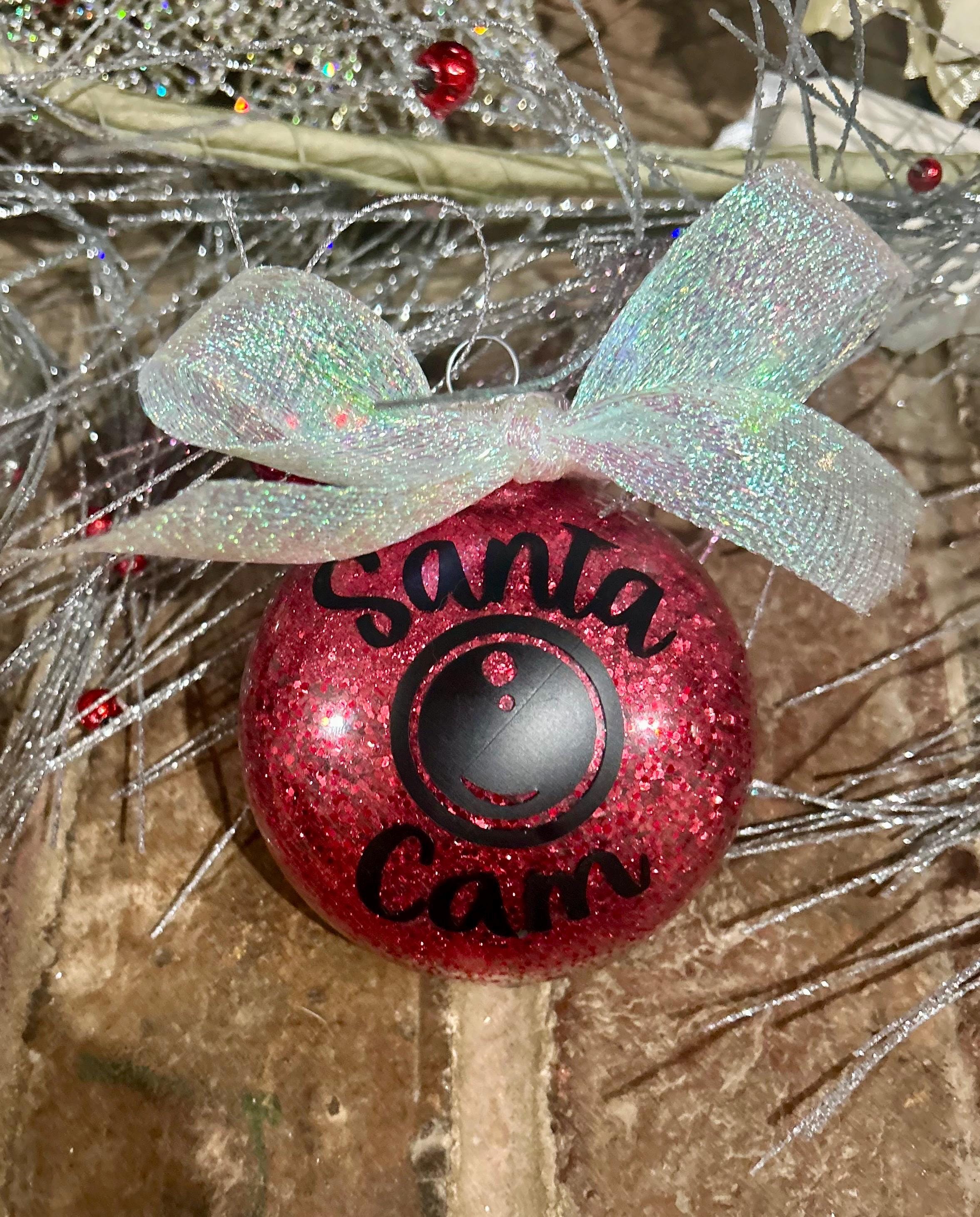 Santa Camera Custom Made Silver or Green Glitter Christmas Ornament - Etsy