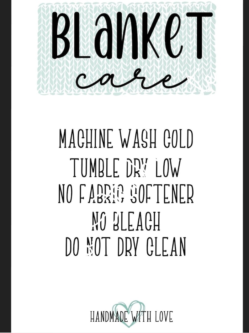 Chunky Knit Blanket Care Card Png, Digital Care Card File, Personalized ...