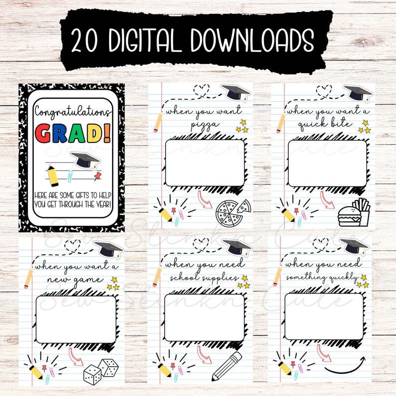 Composition Notebook Gift Card Page for Graduation, Printable Gift Card ...