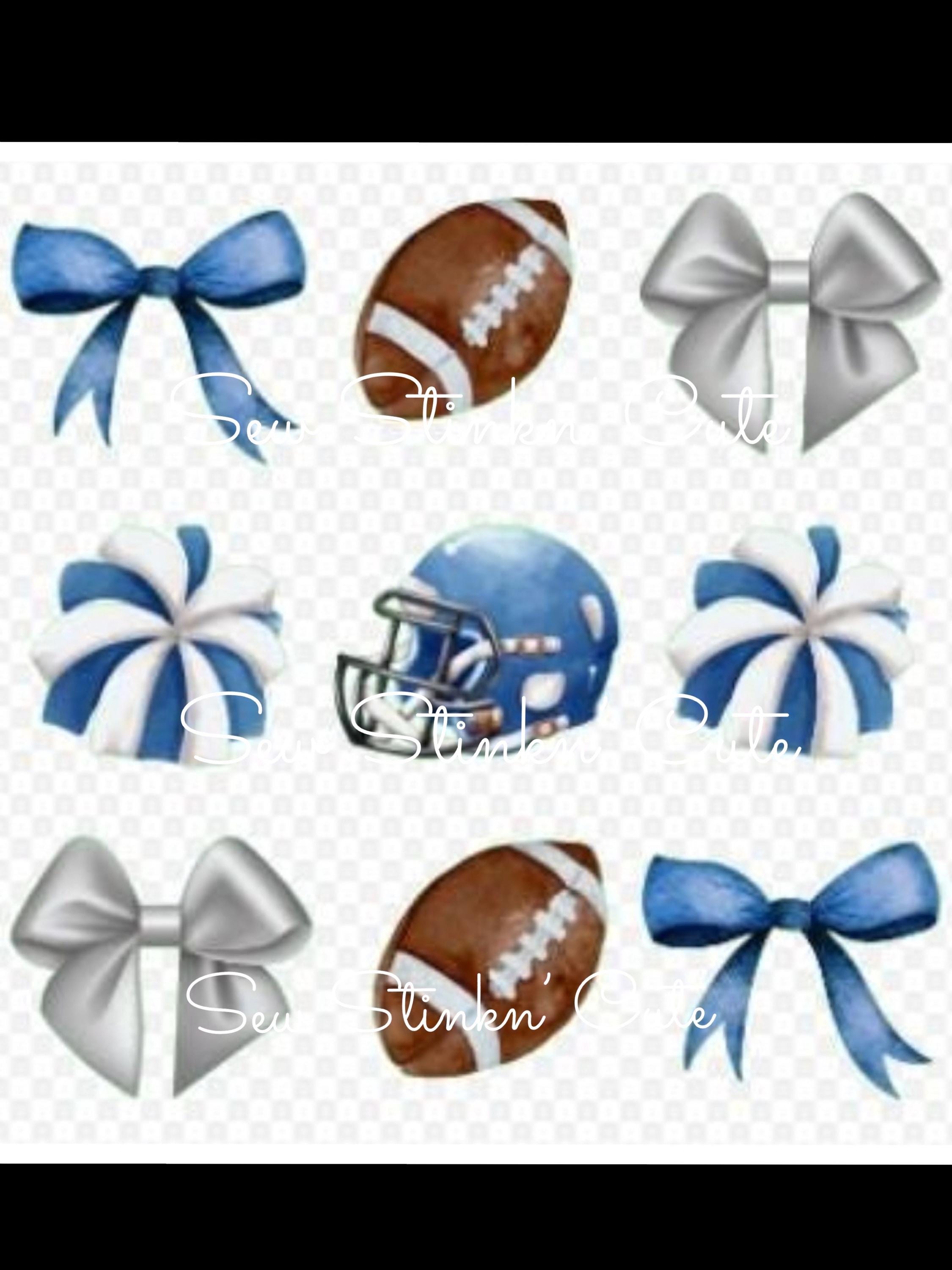 Cheer Football Coquette Bows PNG Pom Poms Football Digital Design Blue ...