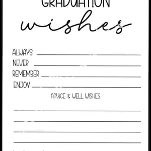 Advice and Wishes for the Graduate Printable Sign and Cards, Graduation ...