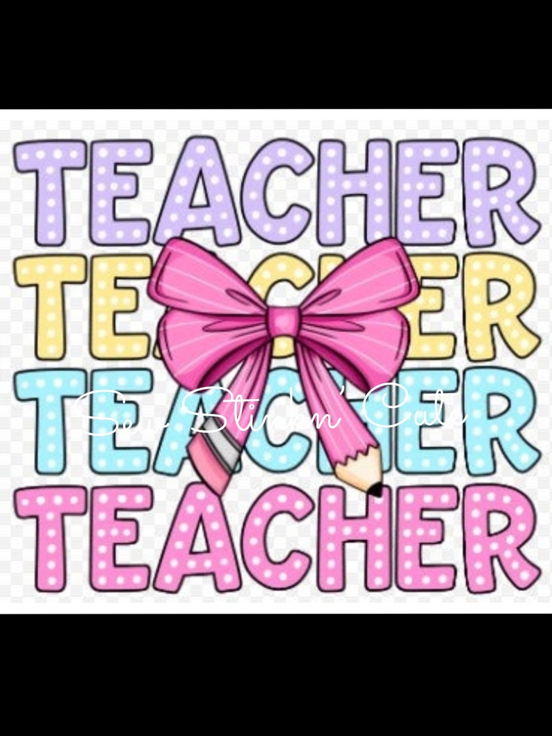 Teacher Pink Pencil Bow PNG, Elementary School Teacher Shirt, Teacher ...
