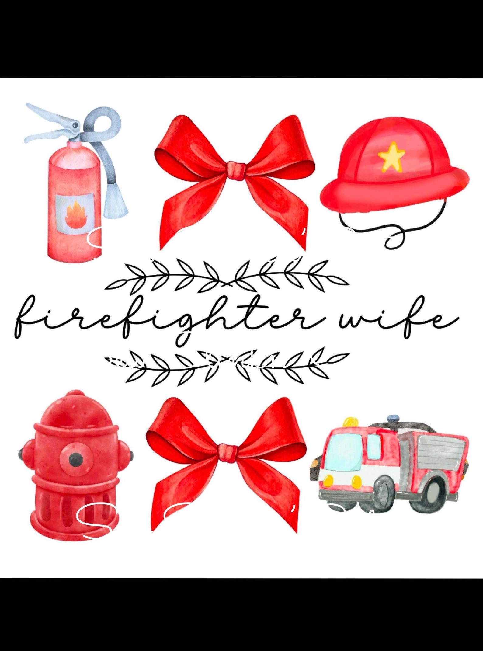 Fire Wife Coquette Png, Fire Hydrant and Bows Png, Firefighter Life ...