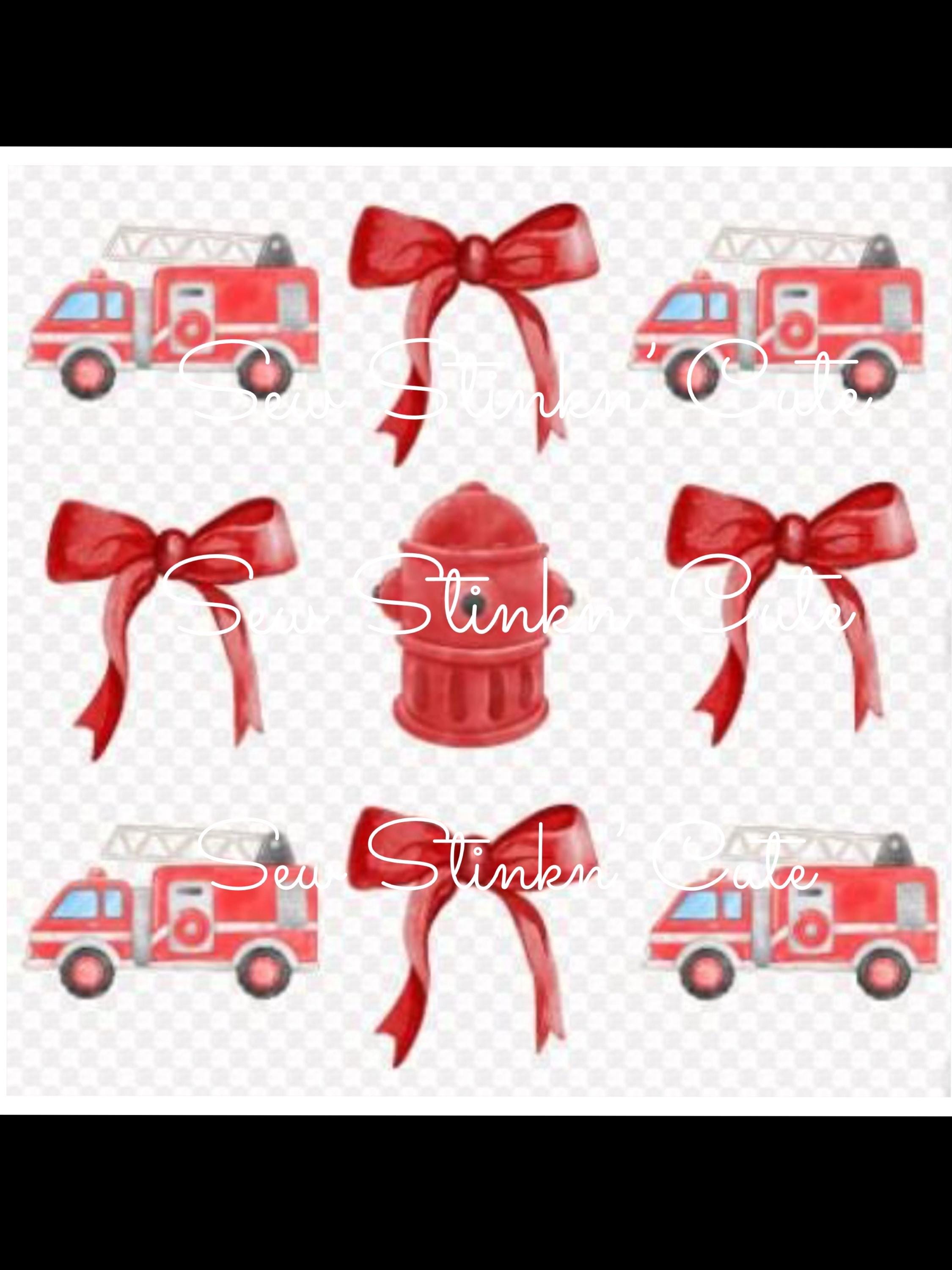 Fire Truck Coquette Png, Fire Truck and Bows Png, Firefighter Life ...