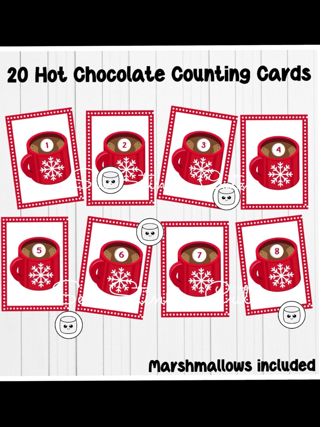 Hot Chocolate Mugs and Marshmallows Number Cards and Counting Mats 1-20 ...