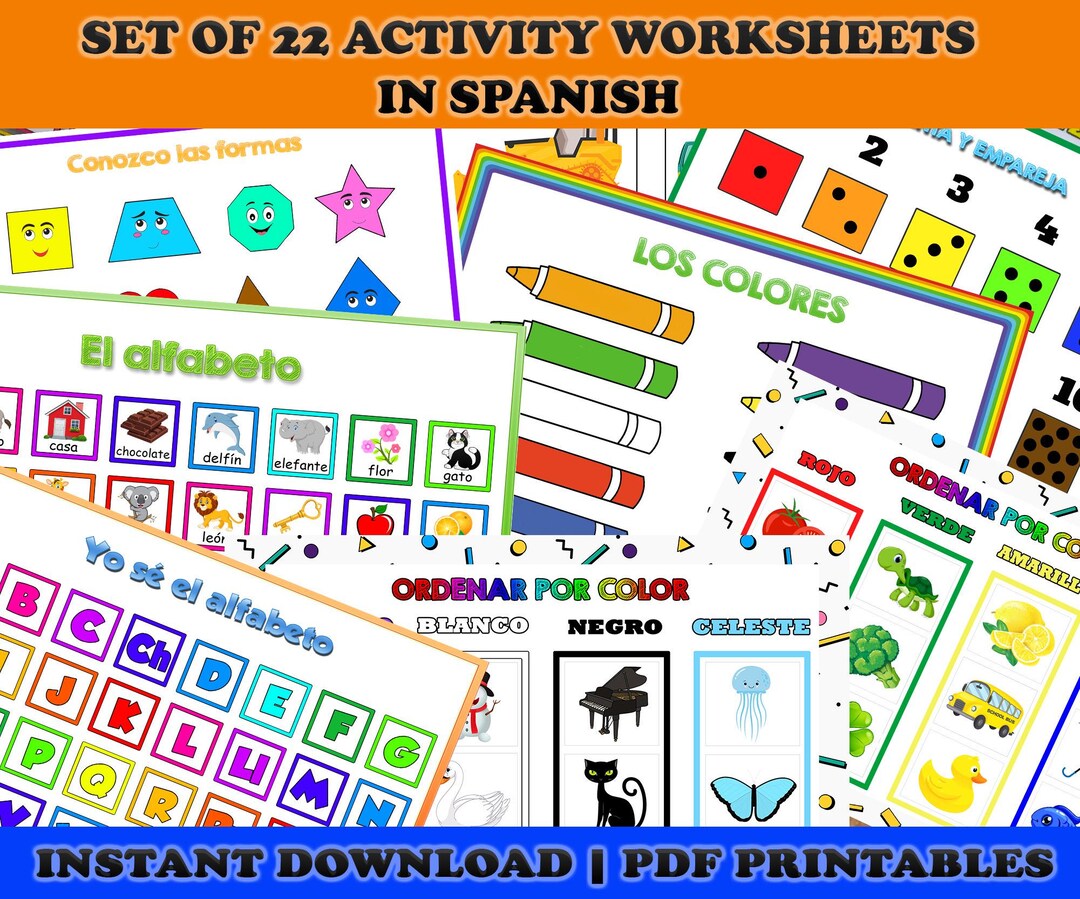Spanish Learning Binder: ABC, Numbers, Shapes - Preschool Worksheets ...