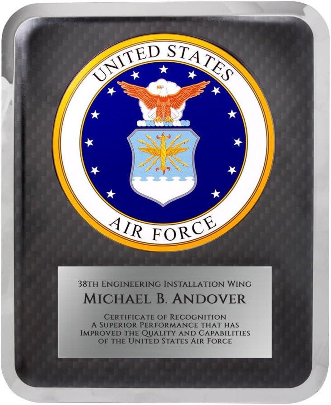 Personalized U.S. Air Force Tribute Plaque Chrome Finish With Raised ...