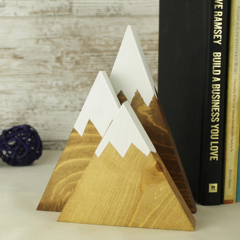 Wooden Mountain Display Desk Decor Alpine Art Office Gift Home Decor ...
