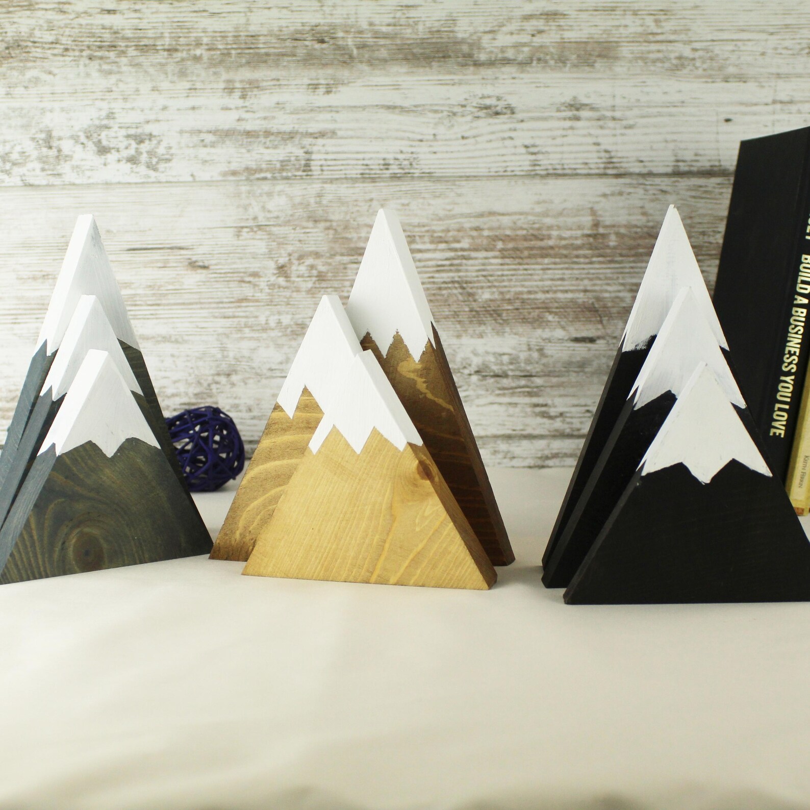 Wooden Mountain Display Desk Decor Alpine Art Office Gift Home Decor ...