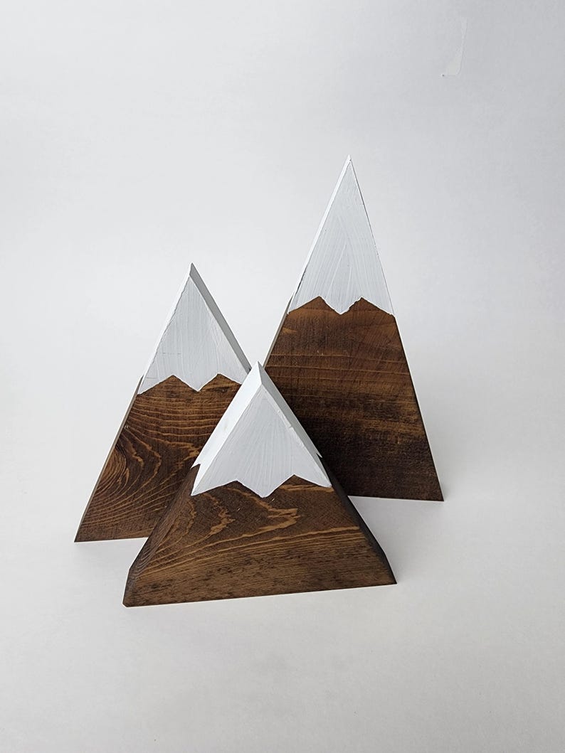 Wooden Mountain Display Desk Decor Alpine Art Office Gift Home Decor ...