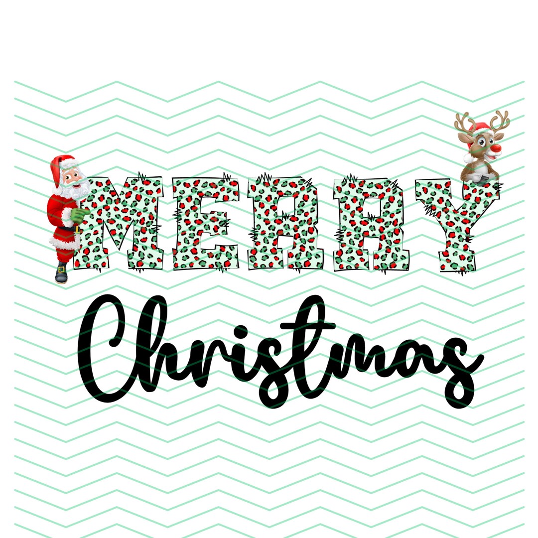 Merry Christmas, Doodle Font, PNG, Cheetah Print, Christmas Image ...